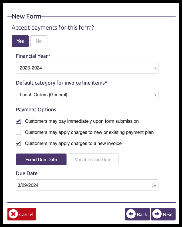 Form Examples - Lunch Form