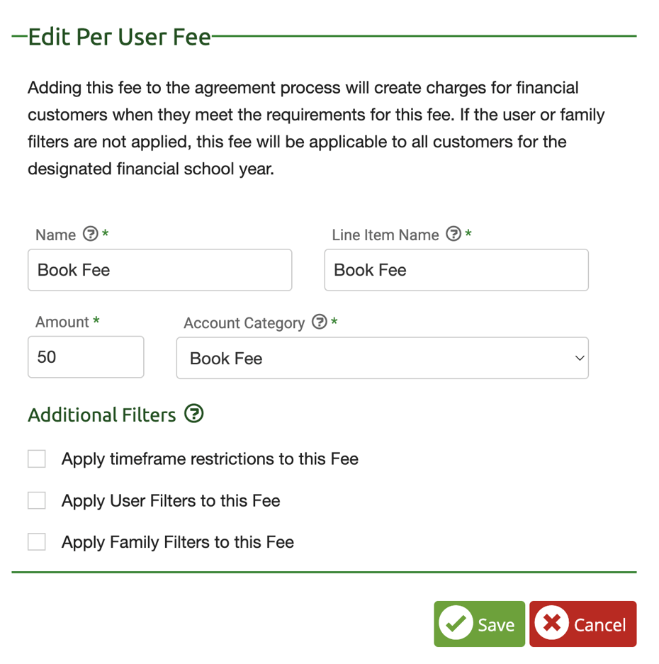 Financial Agreement -Example - School Fees