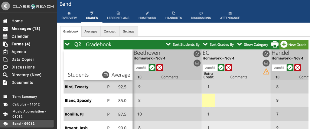 Inputting and Viewing Grades