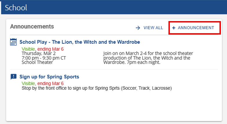 Announcements Overview