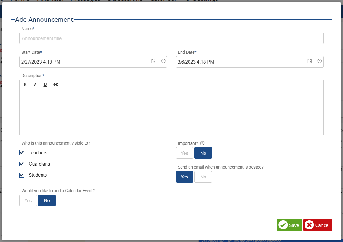 Announcements Overview