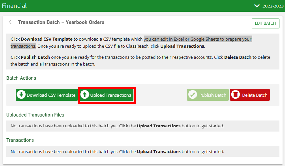 Adding Charges via Transaction Batches