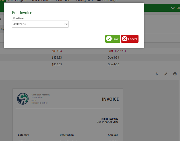 Viewing, Editing and Printing Invoices