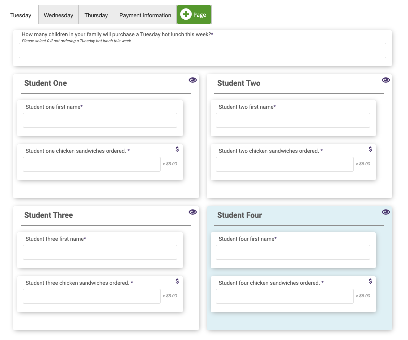 Form Examples - Lunch Form