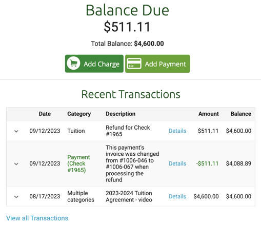 Processing a Full Refund of a Check Payment