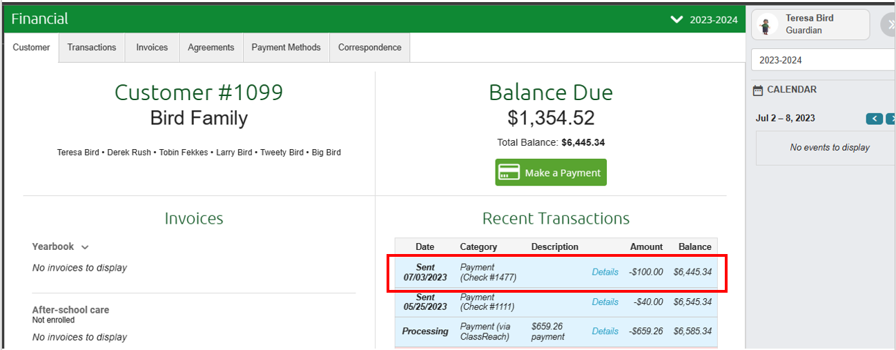 Using payment method - Check