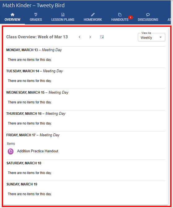 Viewing Student Class Information