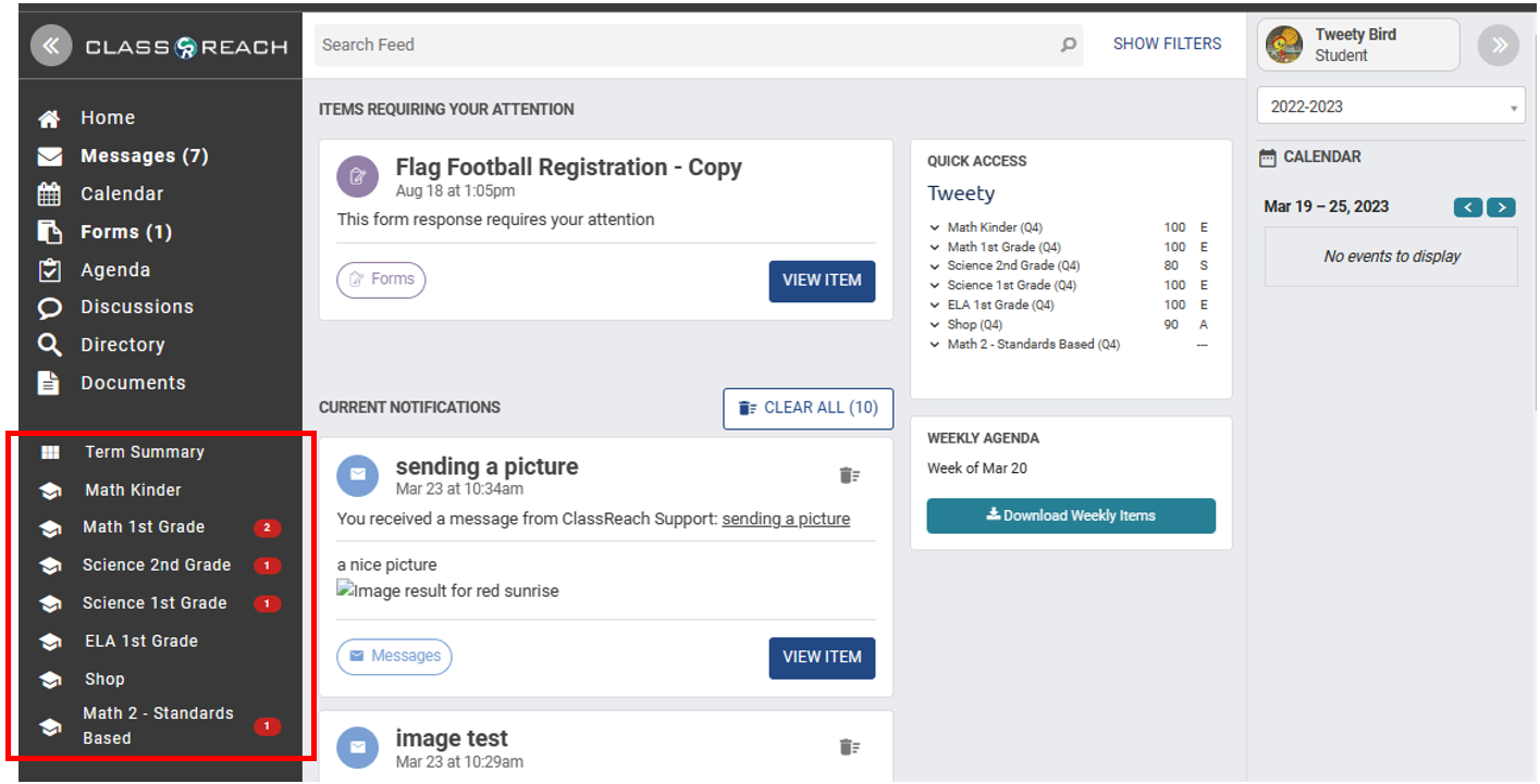 As a student, how do I view my courses (sections)?